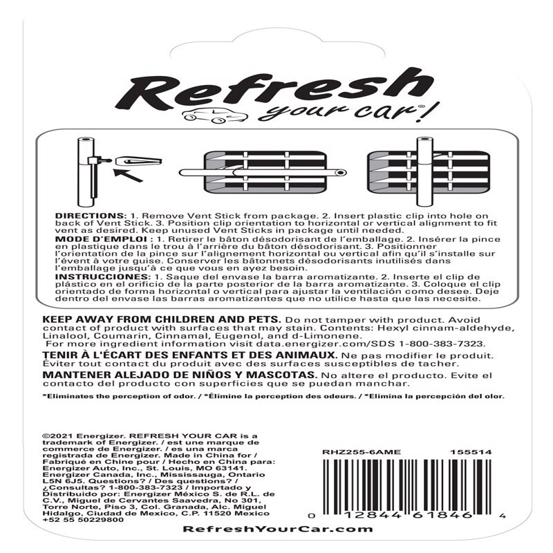 Refresh Your Car! Odor Eliminator Refined Nights Scent Car Vent Clip ...