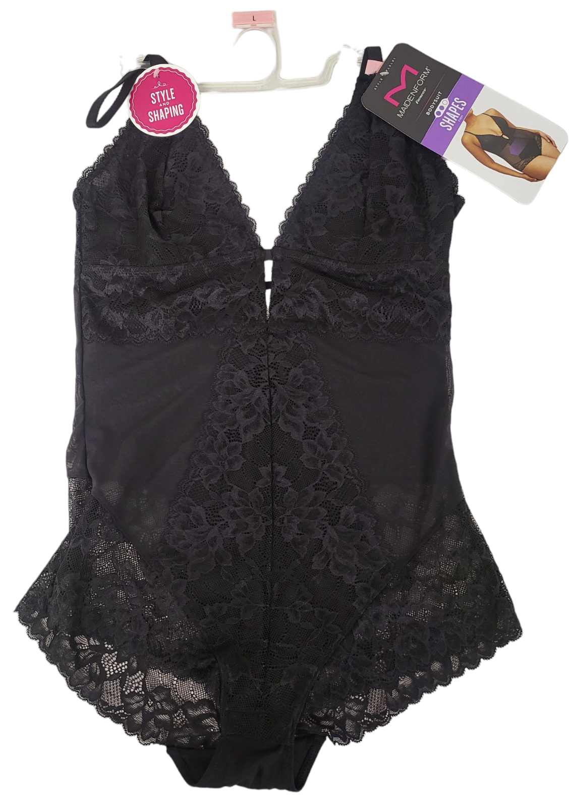 NEW Maidenform Flexees Women's Large Shapes Lace Firm Bodysuit FLSL01 ...