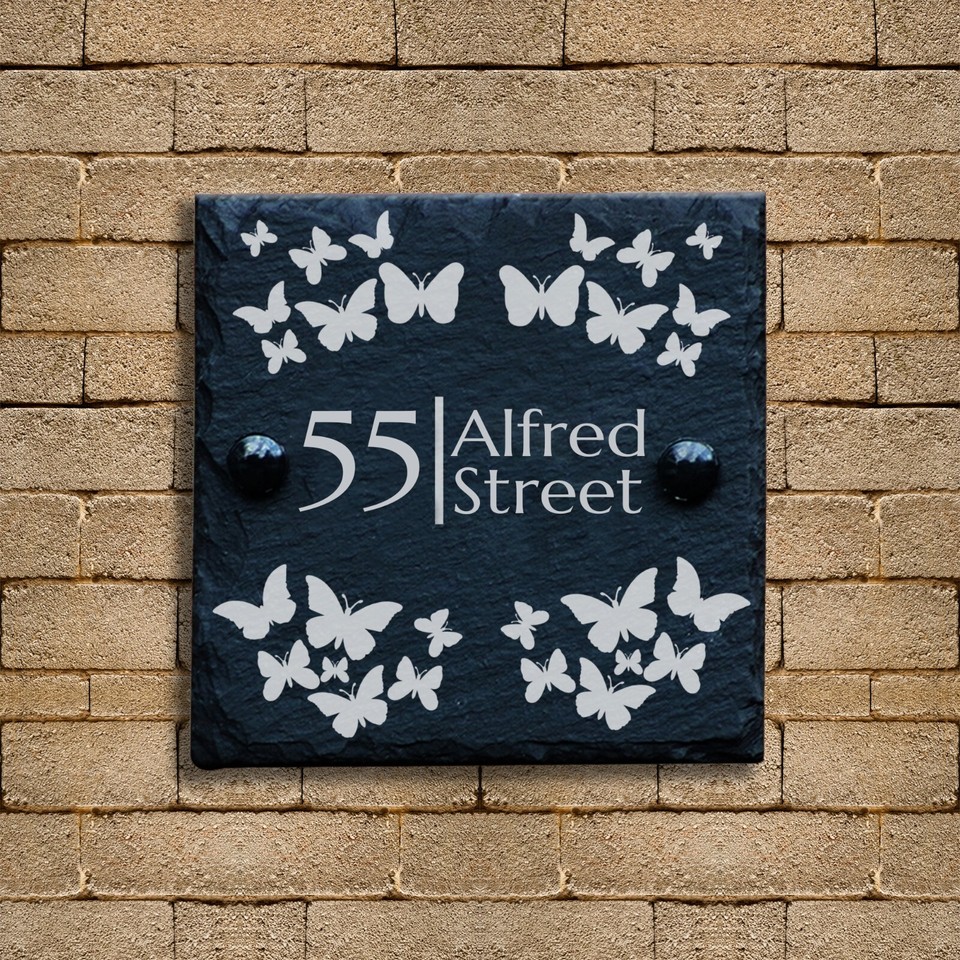 Natural Slate House Personalised Gate Sign Plaque Door Number Rustic ...