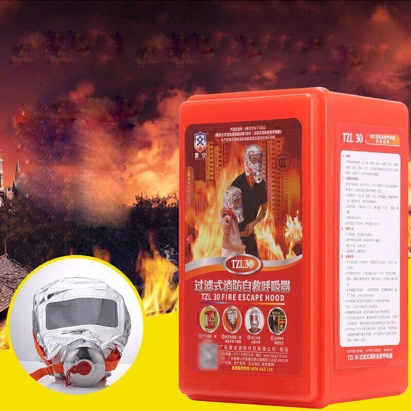 Emergency escape hood oxygen mask respirator fire smoke toxic ...