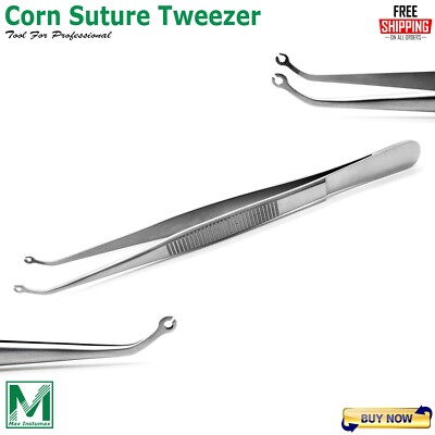 Dental Surgical Corn Suture Tweezer Curved Tissue Holding Suturing ...