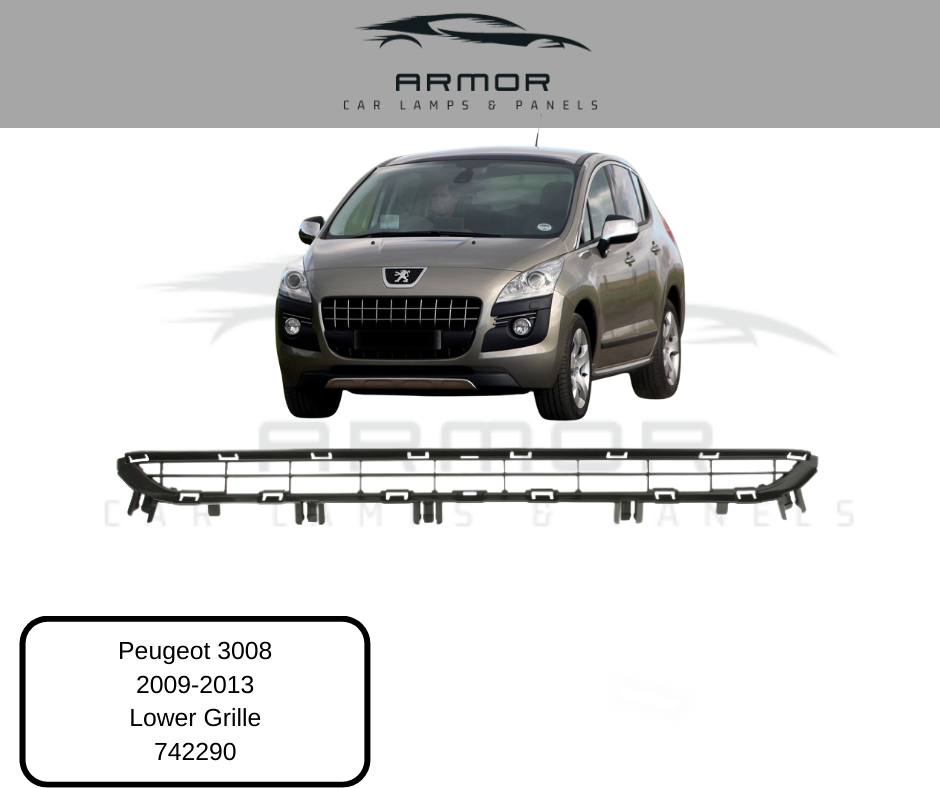 NEW FOR PEUGEOT 3008 2009 - 2013 FRONT BUMPER LOWER CENTER GRILLE BLACK ...