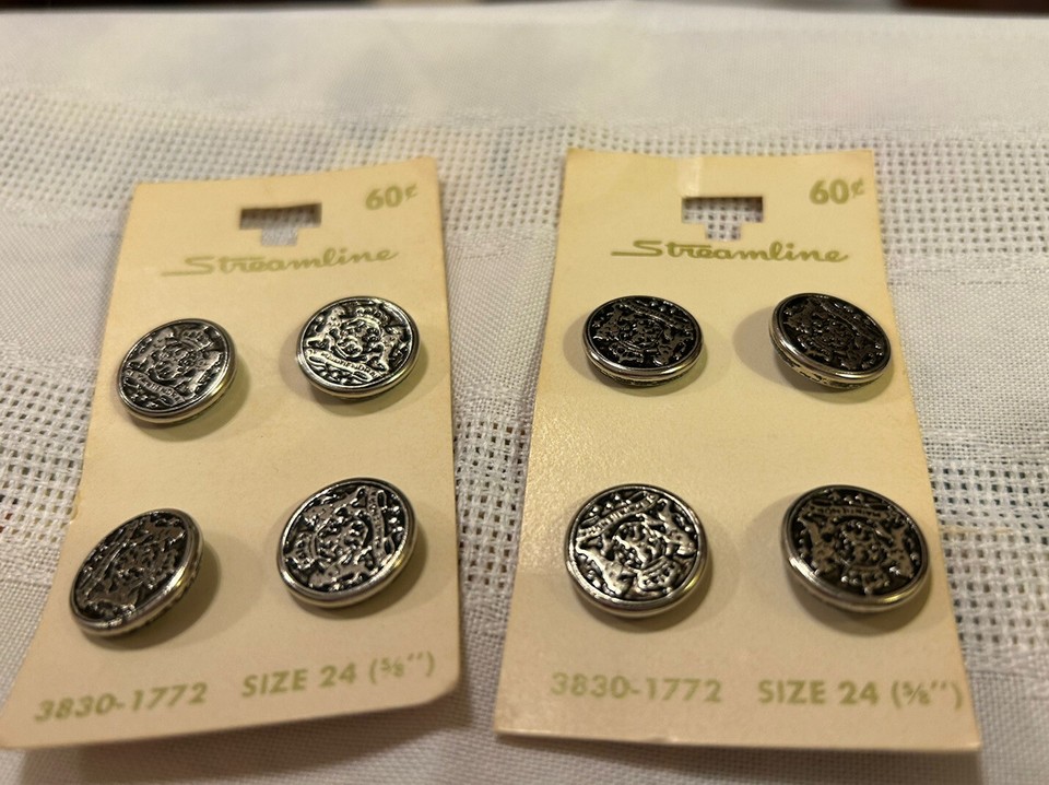 8 Streamline Vintage Military Inspired Silver Tone 5/8” Buttons | eBay