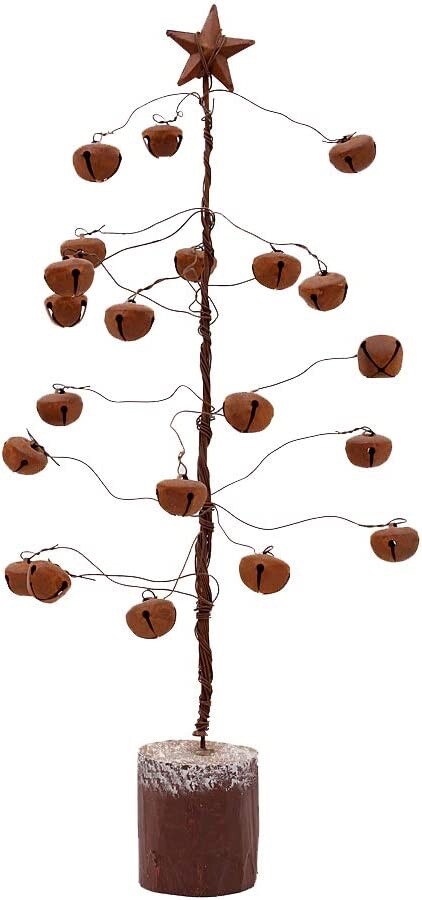 Rustic Jingle Bell Ornament Tabletop Bell Tree with Metal Star or ...