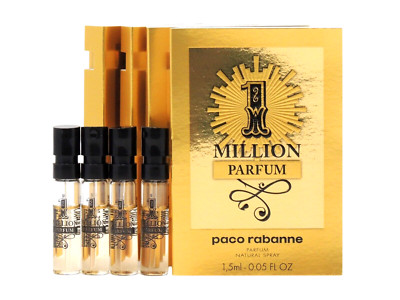 PACO RABANNE 1 MILLION PARFUM 1.5ml .05fl oz x 4 COLOGNE SPRAY SAMPLE ...