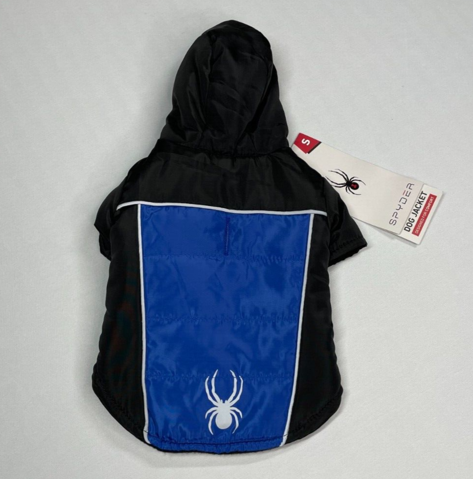 NEW Spyder Black Blue Hooded Quilted Dog Coat Small jacket | eBay