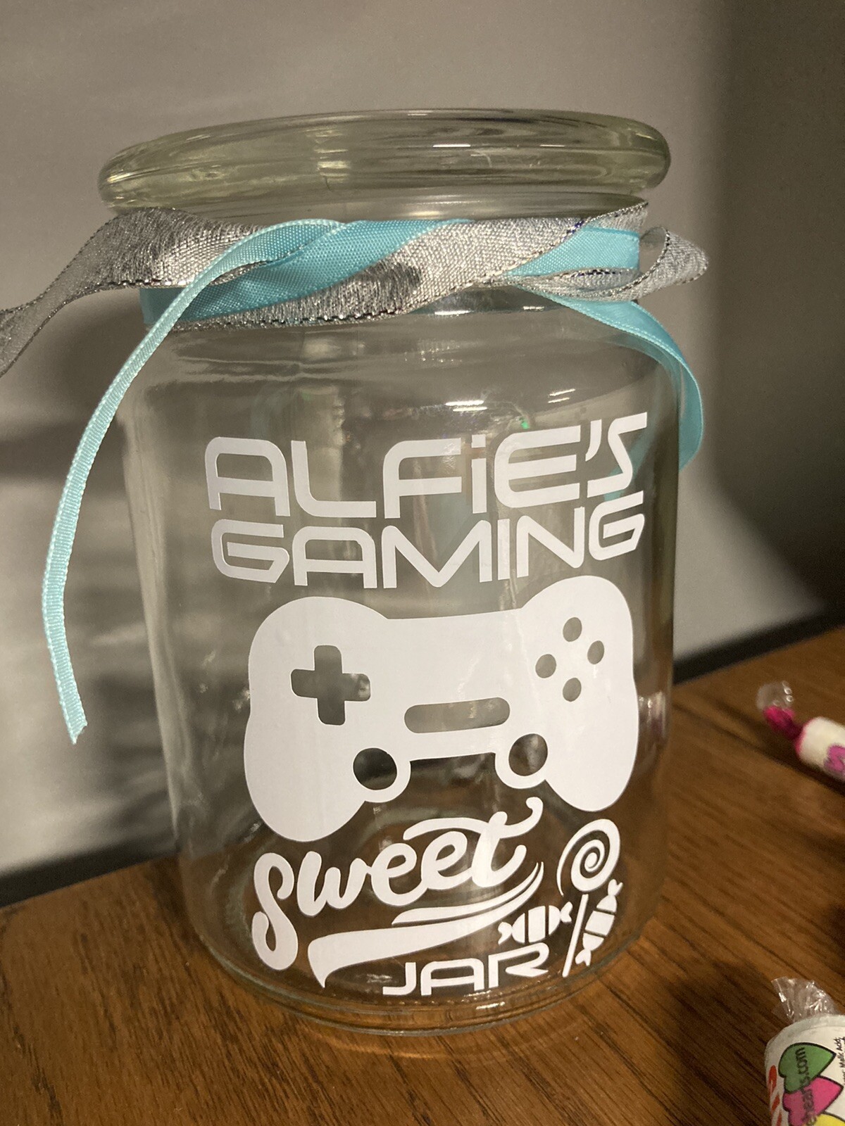 Personalised Sweet Jar Label Vinyl Sticker Treats Toffee Jar GAMING ...