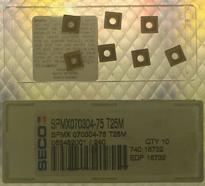 7pc SECO SPMX 070304-75 Carbide Inserts; Grade T25M🎯Machinist | eBay