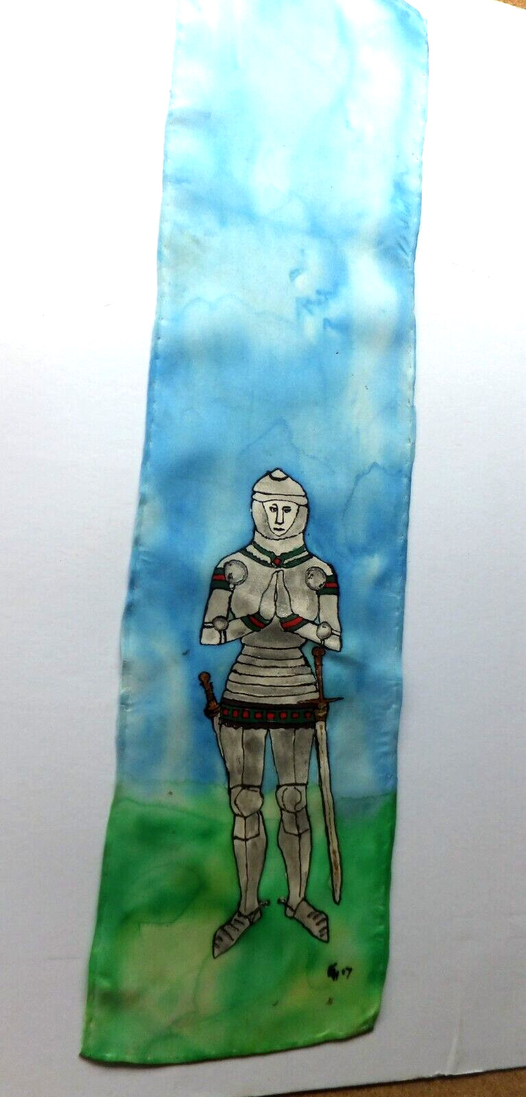 Medieval knight silk banner scarf flag hand painted - Gem