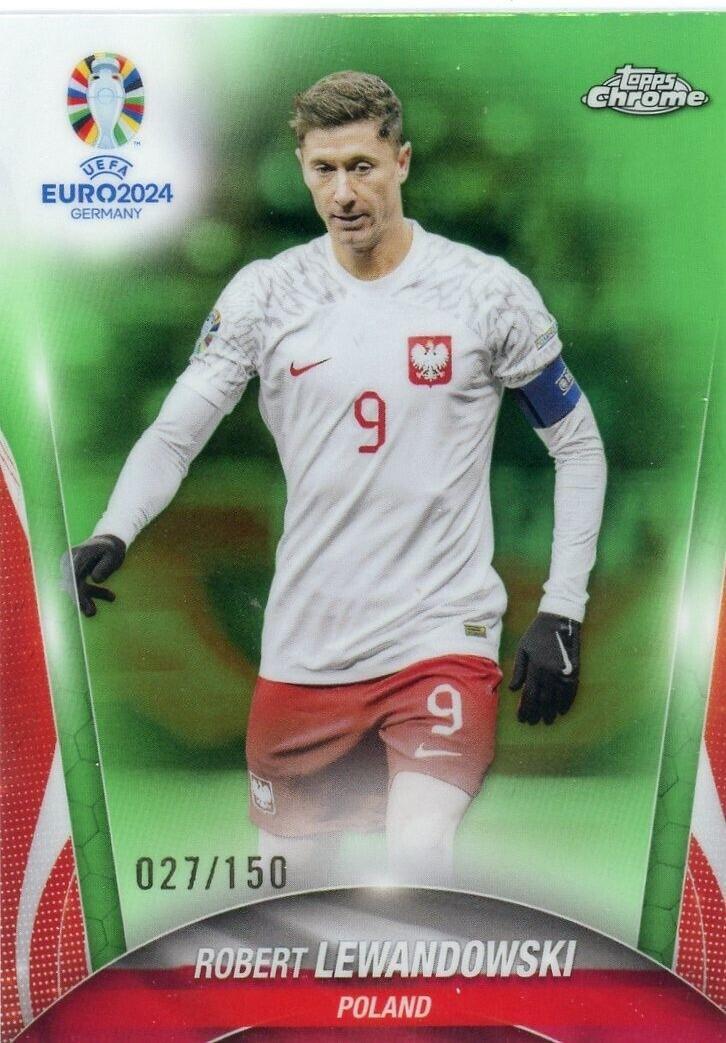 2024 Topps Chrome Uefa Euro - Robert Lewandowski #9 Neon Green ...
