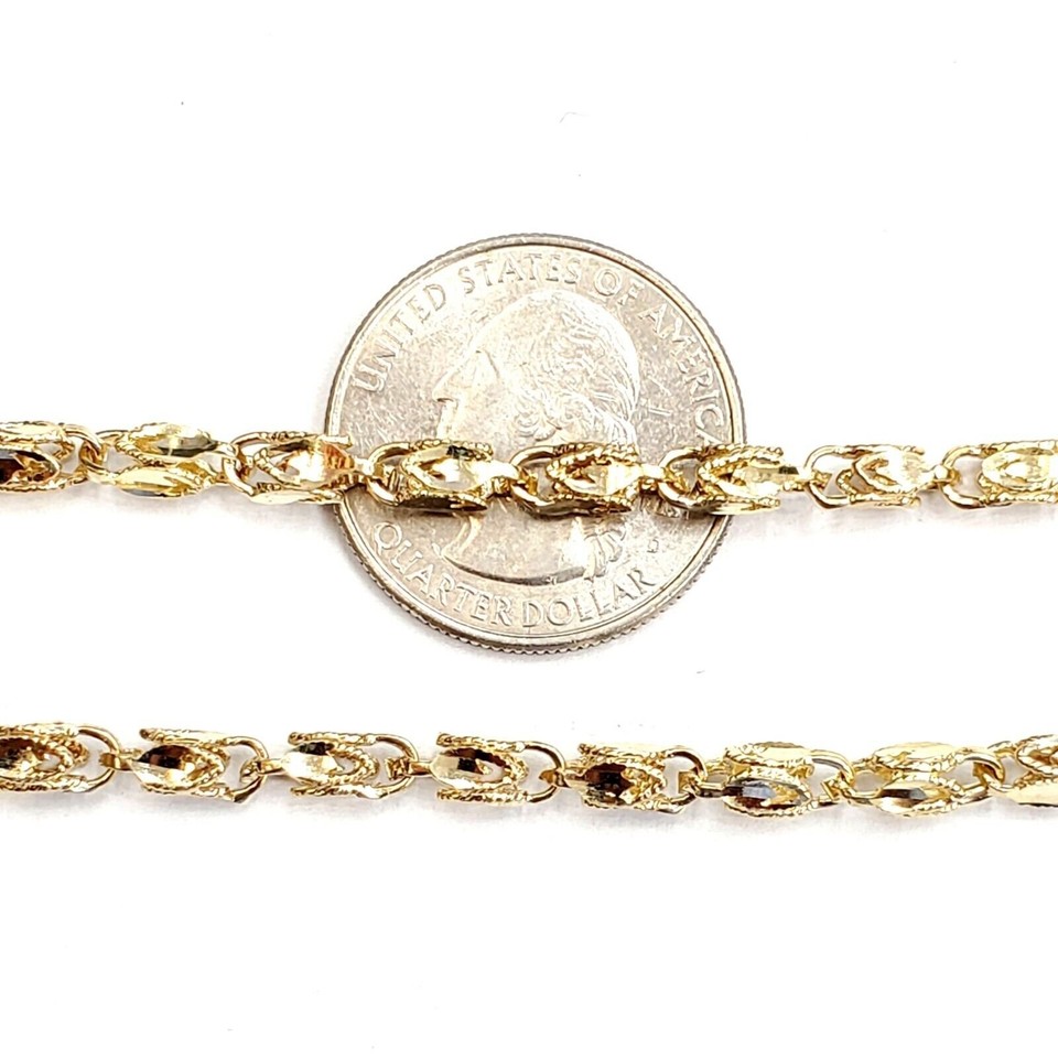 10K real yellow gold 3.75mm Turkish chain Necklace gift fine jewelry 24 ...