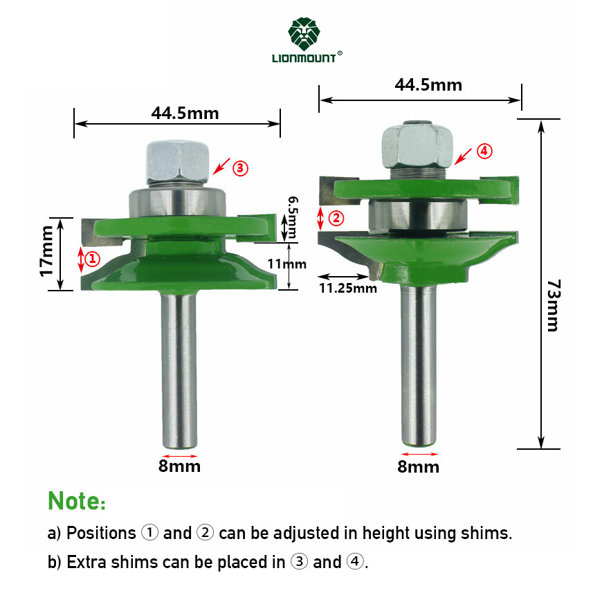 8mm Shank Tenon Joint Router Bits Set Tongue & Groove Woodworking ...