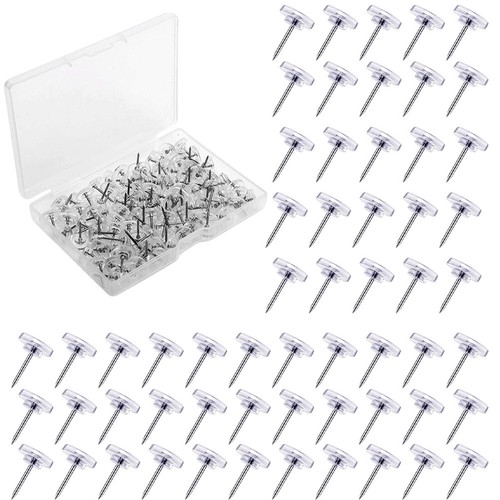 Transparent Thumb Tacks Plastic Clear Push Pins Drawing Pins Thumbtacks ...