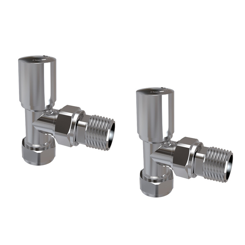 Designer Radiator Valves 15mm x 1/2" Thermostatic & Manual Angled ...