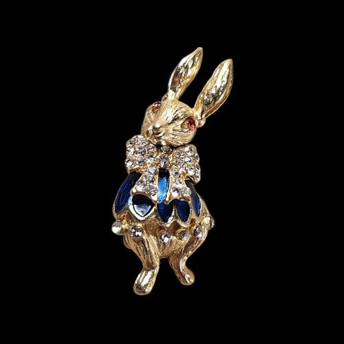 NWOT Whimsical Wonderland Fairytale Rabbit Rhinestone Enamel Metal ...