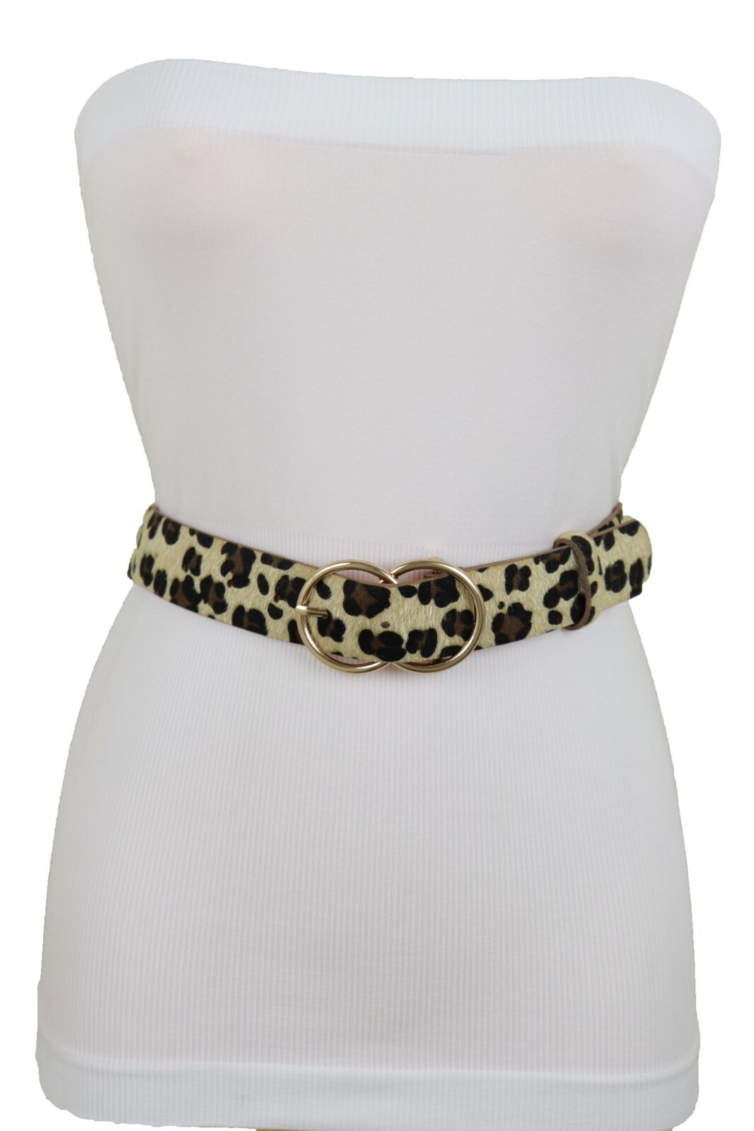Women Hip Waist Fashion Belt Beige Faux Leather Leopard Animal Print ...