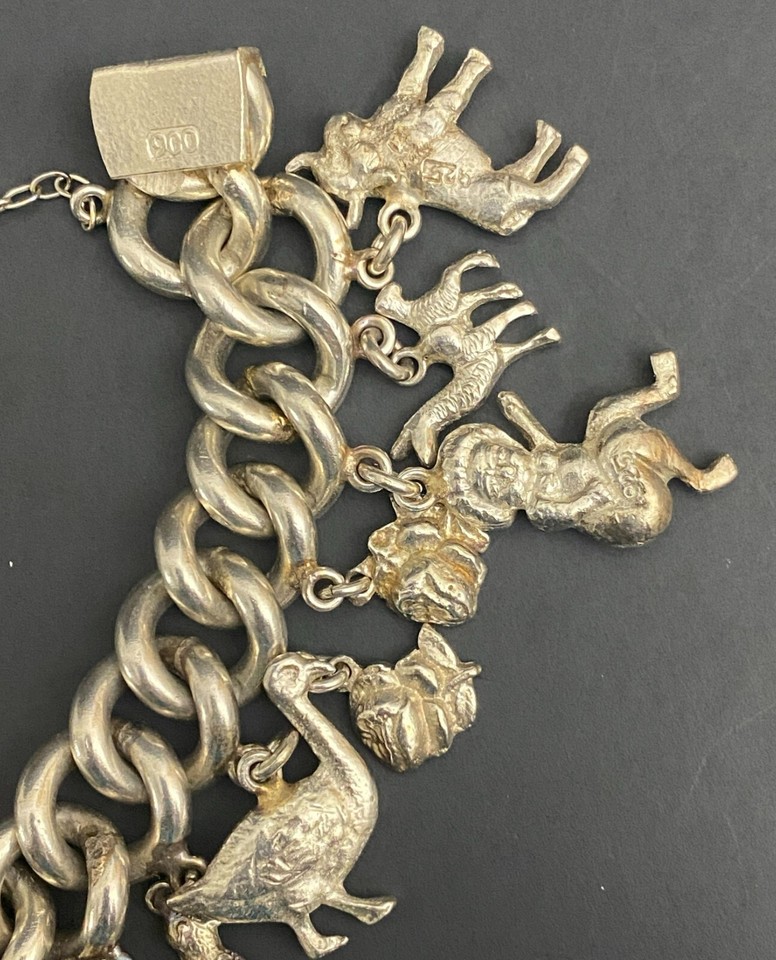 Heavy 925 Silver Vintage Charm Bracelet, Twenty Different Cool Charms ...