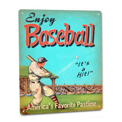Enjoy Baseball SIGN Player Batting Ball Bat Pitching Vintage Retro Art ...