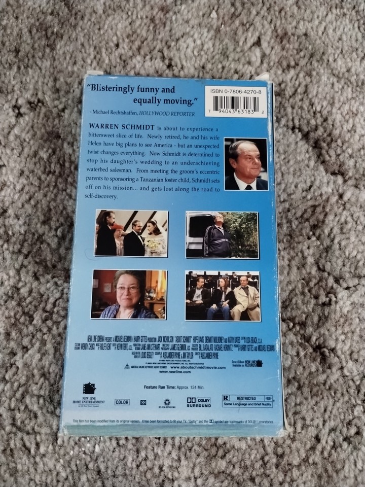 About Schmidt (VHS, 2003, Spanish Subtitles) 794043631832| eBay