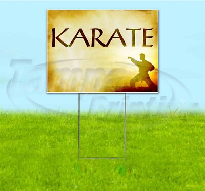 KARATE 18x24 Yard Sign WITH STAKE Corrugated Plastic Bandit Lawn USA | eBay