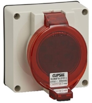 Clipsal 56-SERIES SURFACE SOCKET 500V 5-Pin Round,Less Enclosure GREY ...