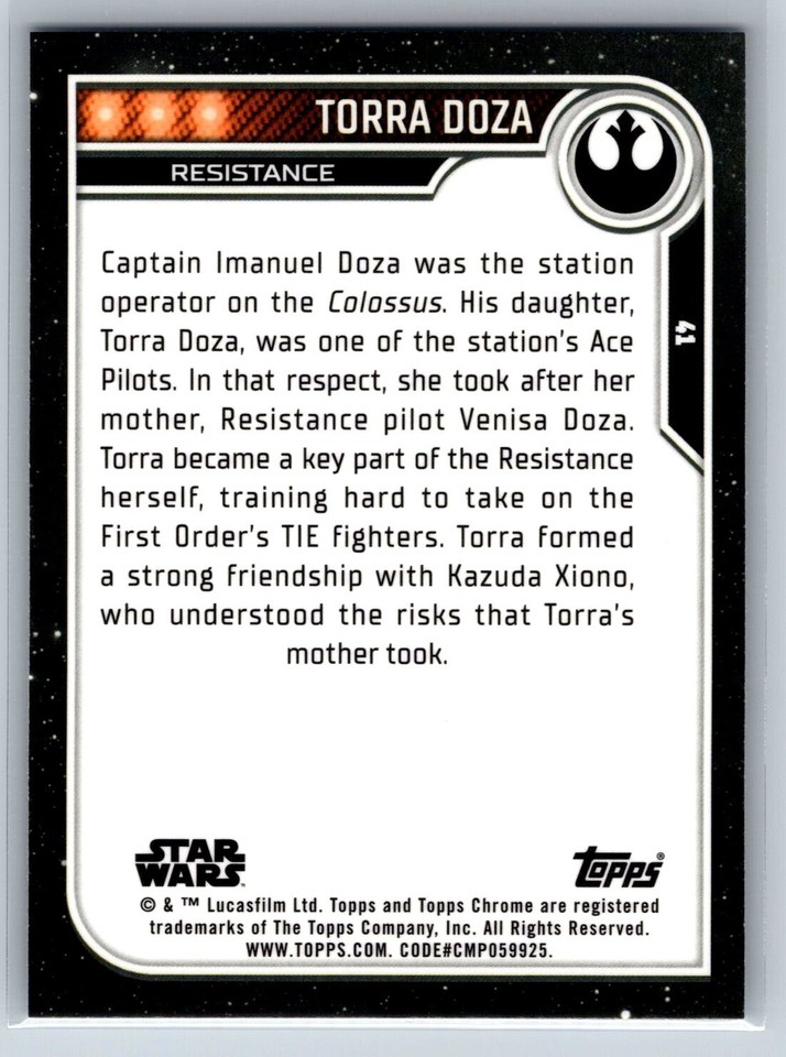 2023 Topps Chrome Star Wars Torra Doza #41 | eBay