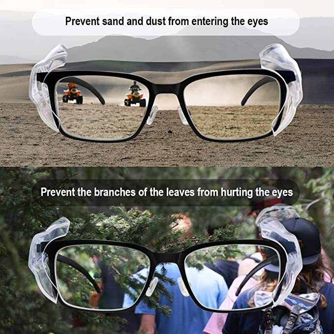 4 Pairs Clear Eye Goggles Side Shields Protection Universal Flexible ...