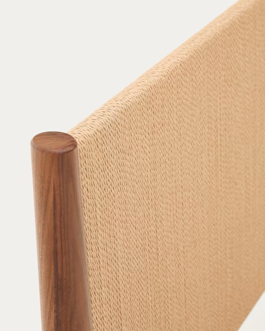 Kave Home Elan bed in veneer and solid walnut wood with cord mattress ...