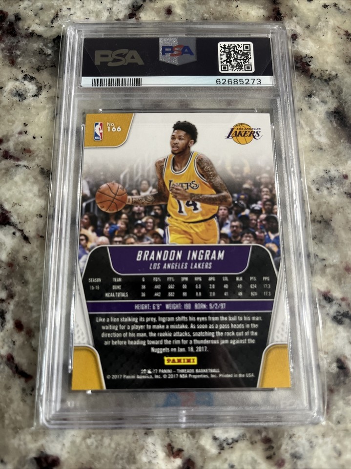 Brandon Ingram 2016 Panini Threads #166 PSA 9 Mint Rookie RC Lakers ...