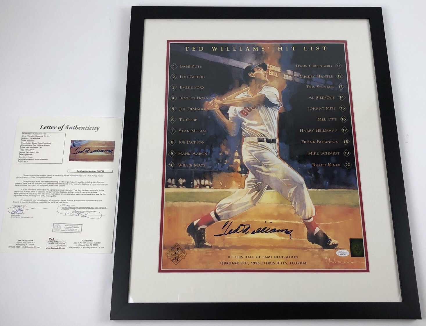 Ted Williams Autographed Memorabilia | Signed Photo, Jersey ...