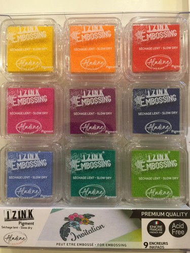 Aladine 9-piece Embossing Pigment Inks Inkpad Set - Bright 724824C43 ...