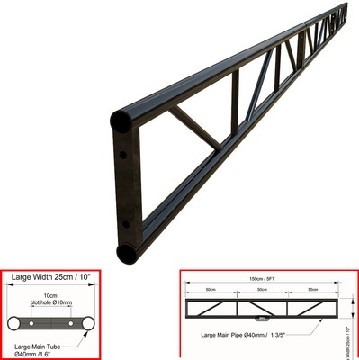 5-20Ft Linear Black Alumium Lighting Trussing Main Tube 1.57" &Section ...