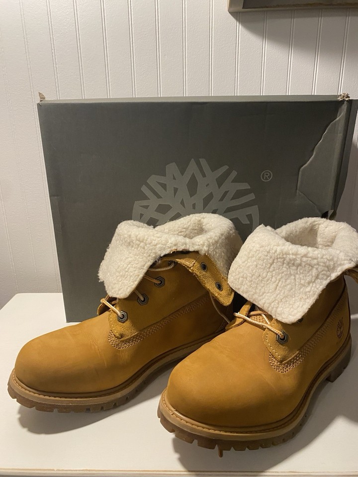 Timberland Womens Authentic Waterproof Roll Fold-Down Teddy Fleece ...