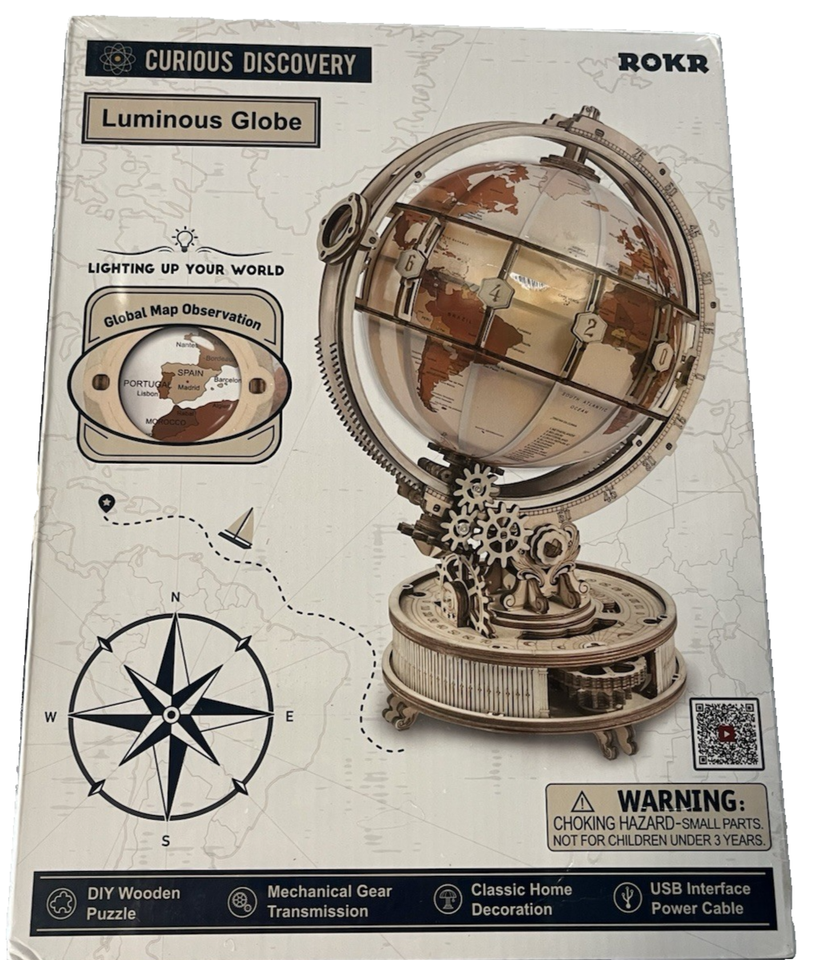 ROKR Luminous Globe ST003 3D Wooden Puzzle DIY Model Kit Curious ...