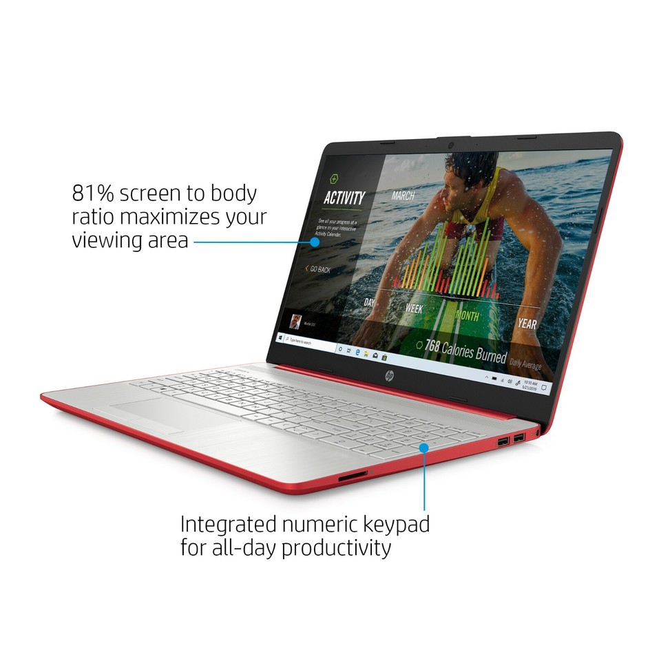 HP RED 15.6" Laptop Computer Intel Pentium Silver N5000 4GB 500GB HD ...