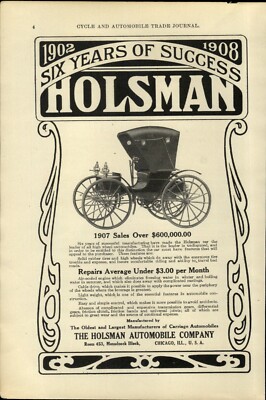1908 PAPER AD CAR AUTO Holsman Automobile Chicago IL | eBay