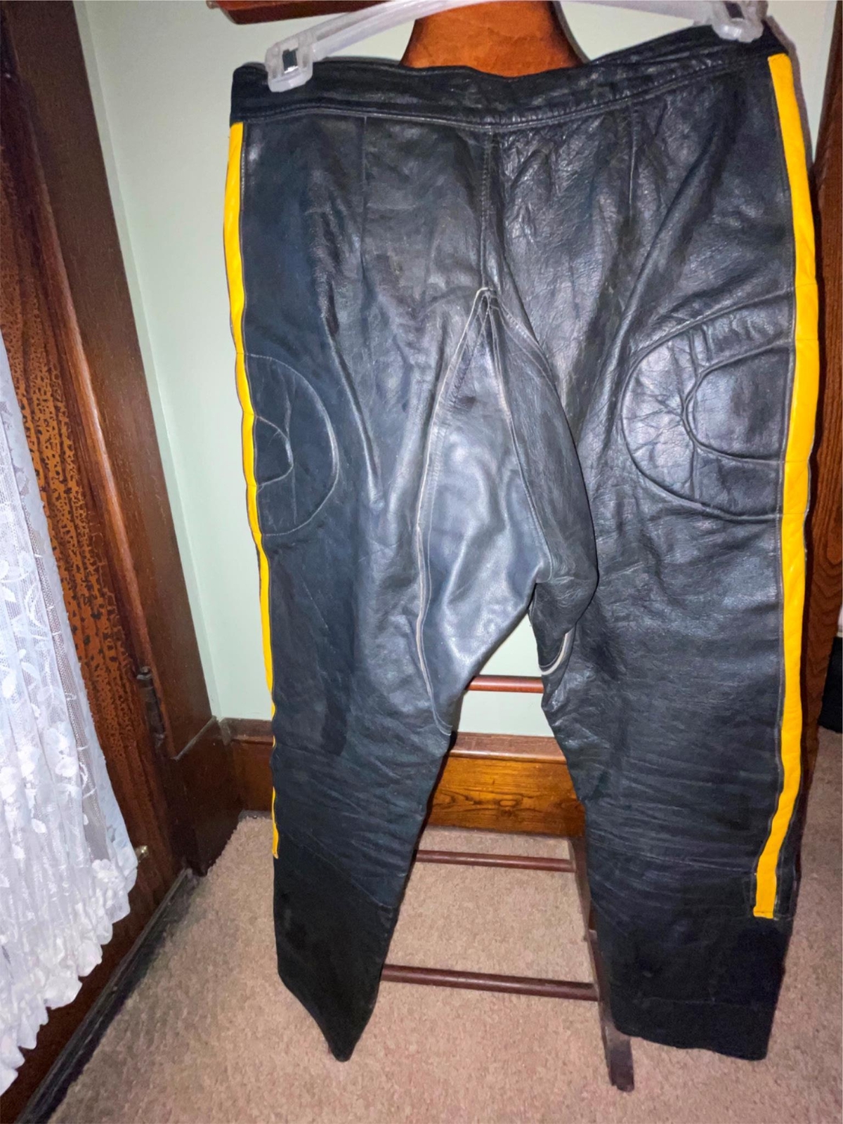 VTG 60 70S S CHAMPION BLACK YELLOW STRIPE LEATHER PADDED MOTORCYCLE ...