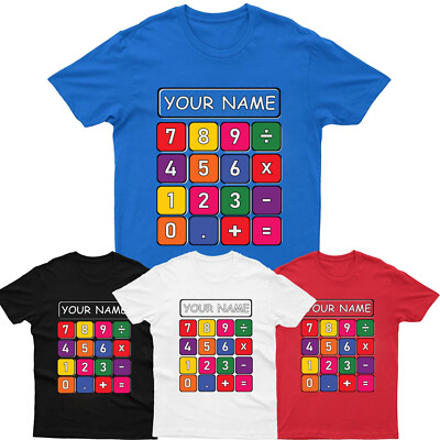 Personalised Calculator Maths Day T Shirt Number Day School Boys Girl ...
