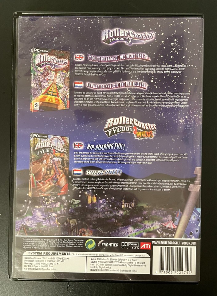 2009 Atari Roller Coaster Tycoon 3 Gold Edition Tycoon 3 Wild! PC CD ...