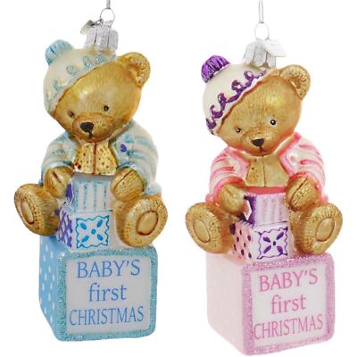 Kurt Adler Noble Gems Teddy Bear Baby's First Christmas Ornament ...