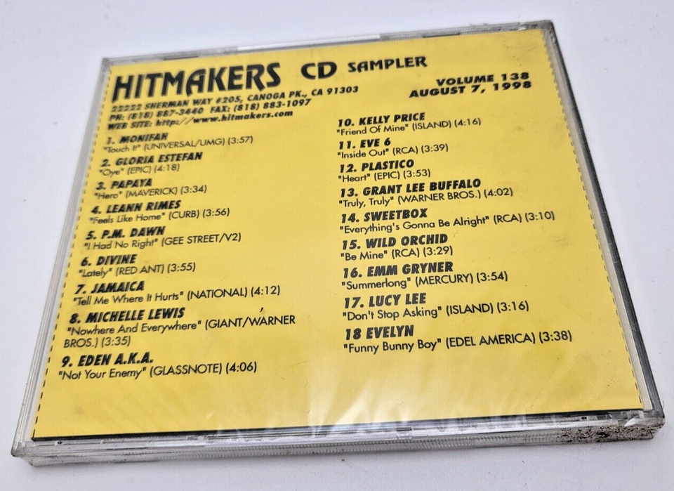 Hitmakers Volume 138 August 71998 CD Sampler Radio Play Promo Only | eBay