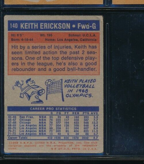 1972-73 Topps #140 Keith Erickson Lakers Signed autograph (HM58) SWSW6 ...