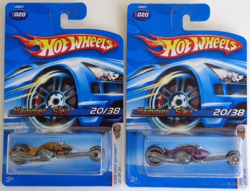 2 Hot Wheels Hammer Sled Color Variation Gold Purple 20/38 1st Edition ...