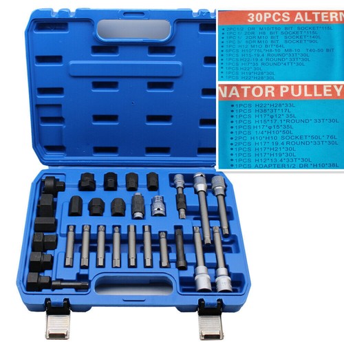 30Pcs Alternator Freewheel Pulley Removal Socket Bit Set Garage Service ...