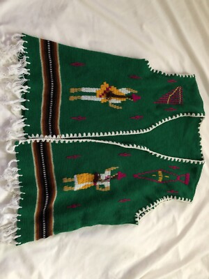 vintage mexican vest Tejidos Handmade Southwest Green | eBay