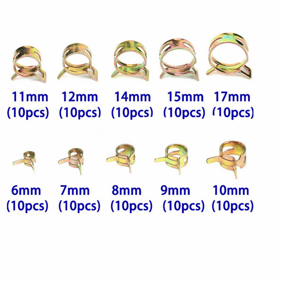 100X Spring Hose Clips/Clamps Mikalor Fuel Air Gas Water Pipe Self ...