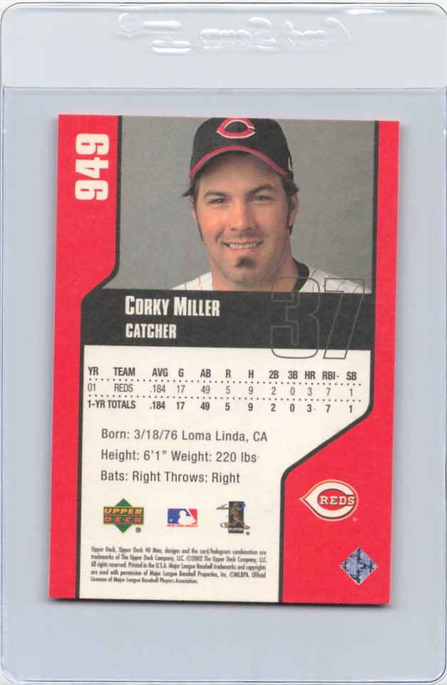 2002 Upper Deck 40 Man #949 Corky Miller Reds Signed Auto *J1634 | eBay