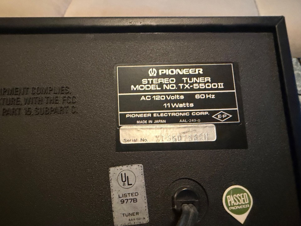 Pioneer TX-5500 II AM/FM Stereo Tuner - Works Great | eBay