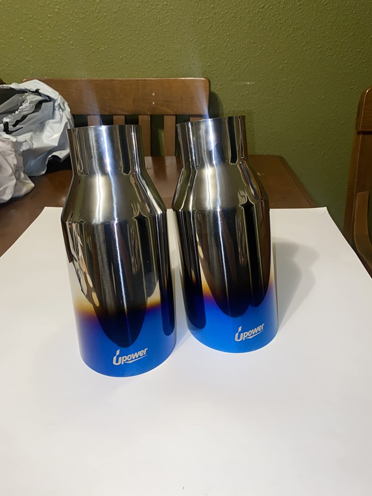 Upower Pack of 2 Blue Burnt Exhaust Tip 2.5 Inch Inlet 4" Outlet 9 ...