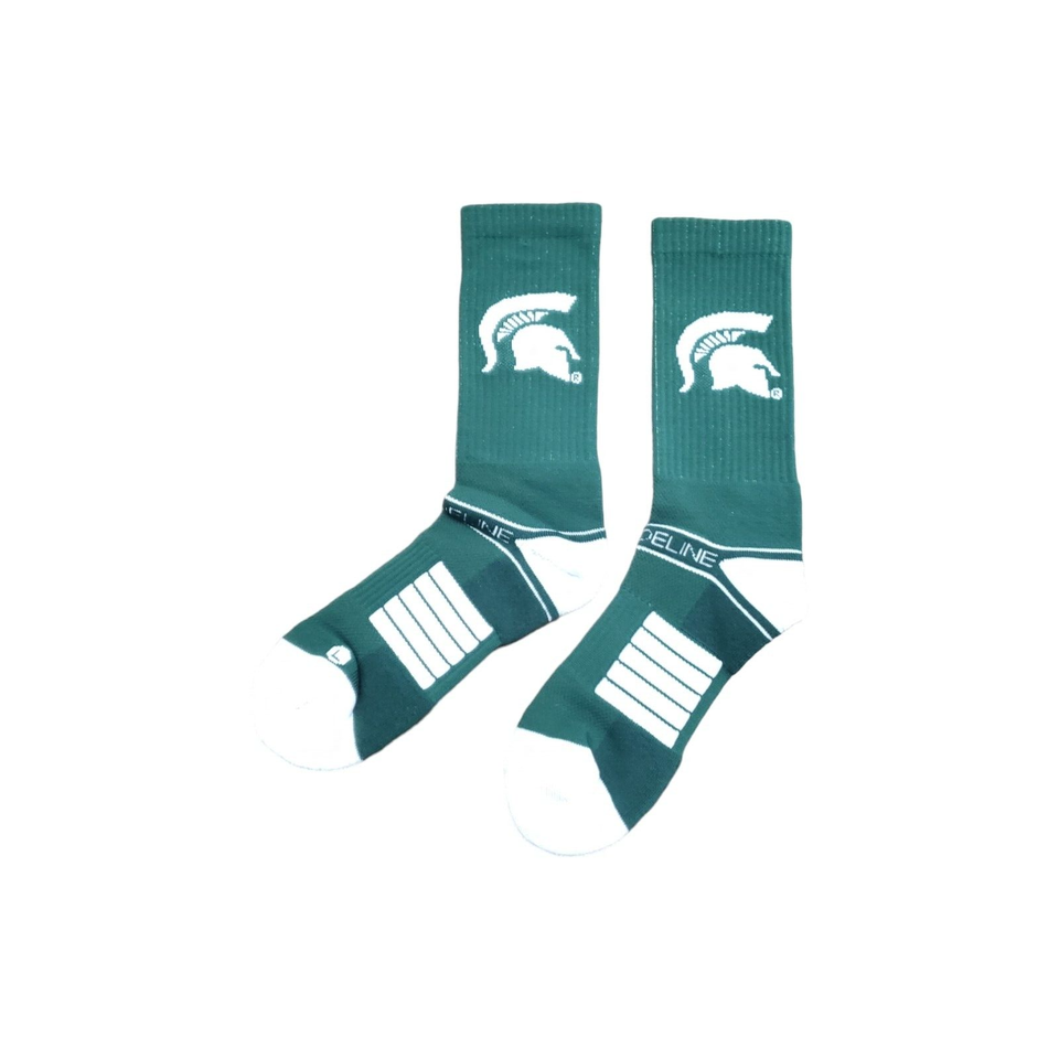 Michigan St Spartans NCAA Men's Full Knit Logo Crew Socks Green M/L (8 ...
